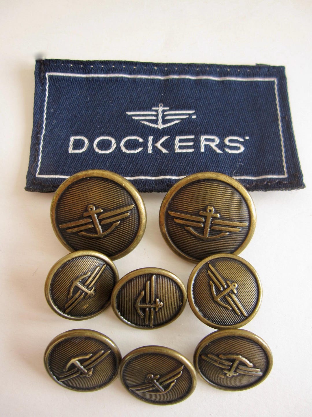 Dockers 8 Blazer Replacement Buttons Antiqued Gold Tone Anchor Logo - Etsy