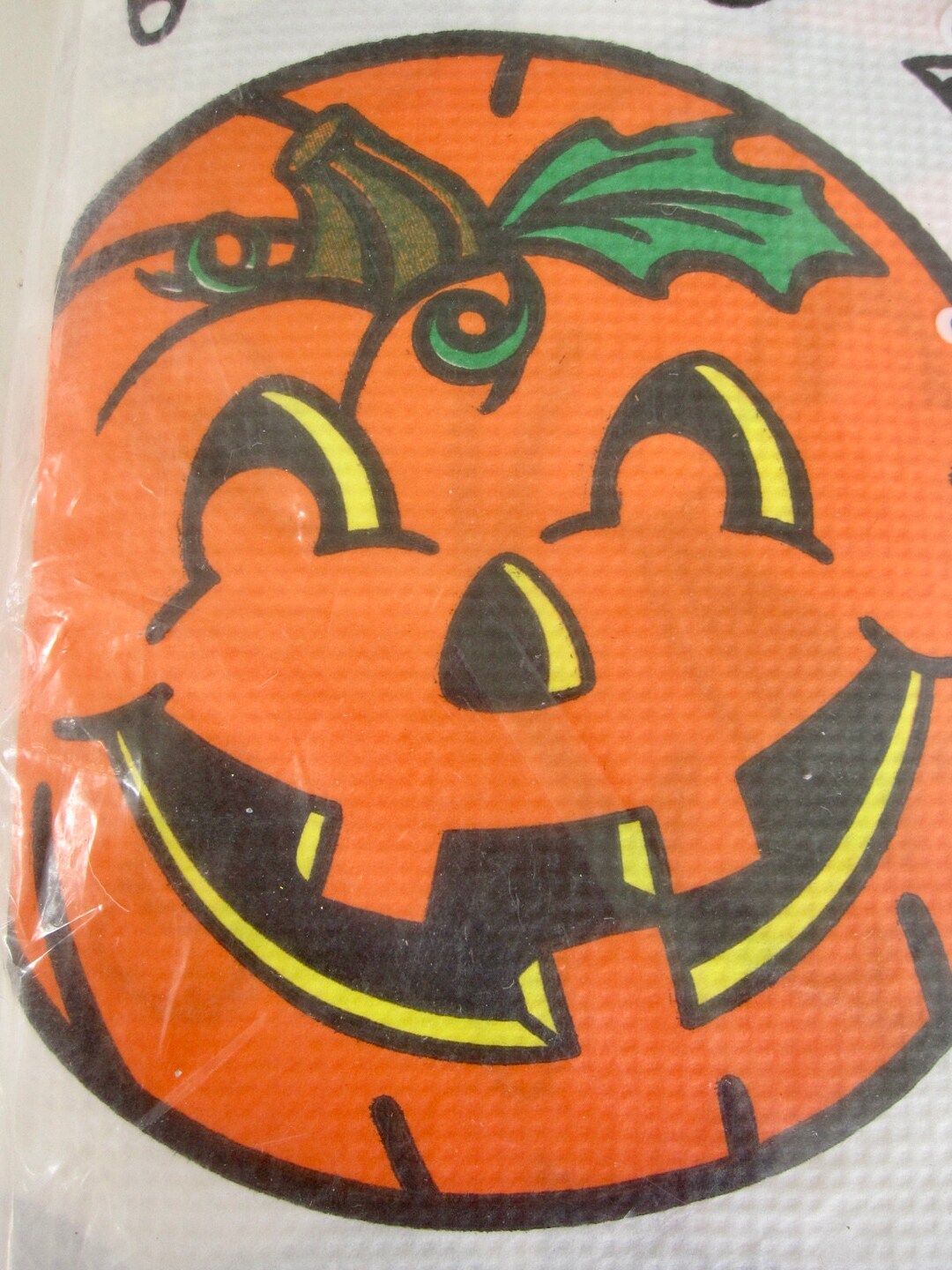 Vintage 90s Beach Halloween Paper Table Cover Plastic Backed Pumpkins ...