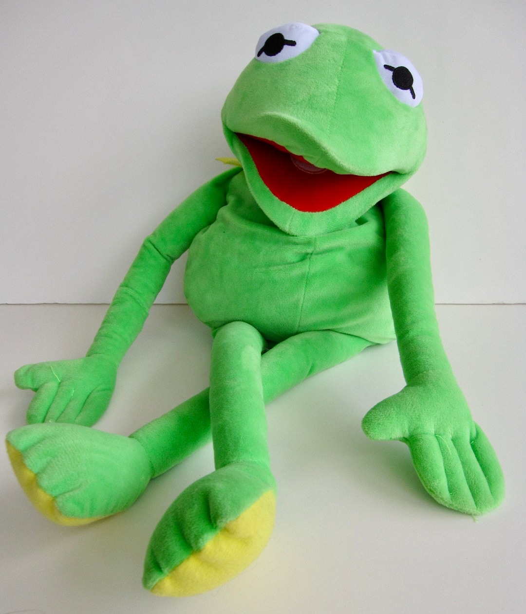 Vintage 1990s Kermit the Frog Muppets Plush Green Hand Puppet Big 21 ...