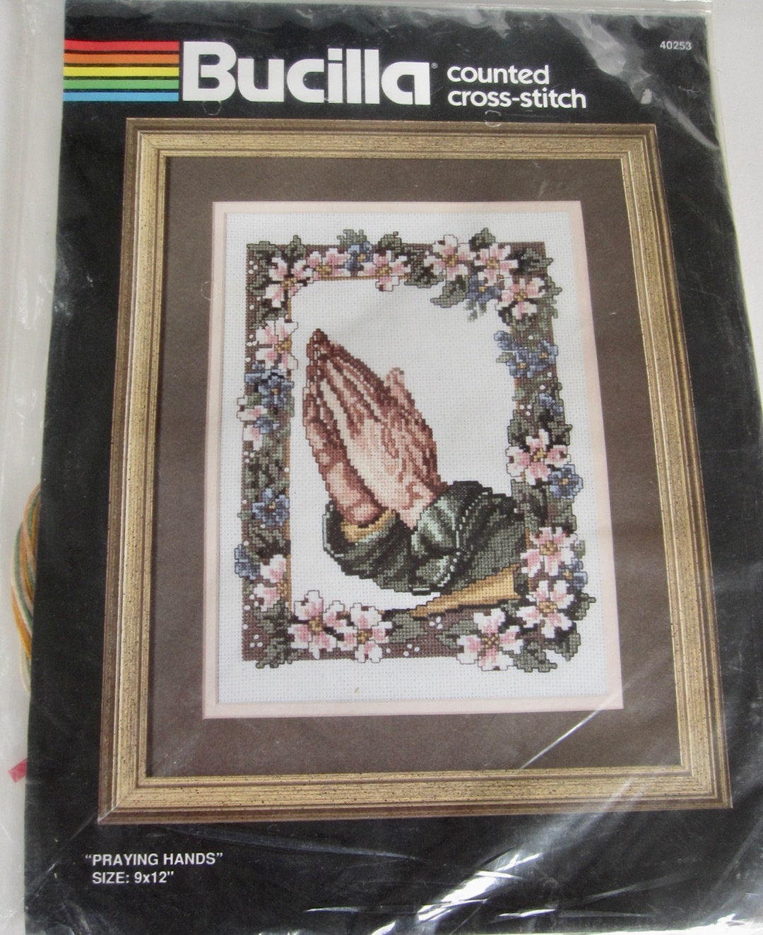 NEW Bucilla Praying Hands Counted Cross Stitch Kit #40253 Christian Religious • made in the USA ...