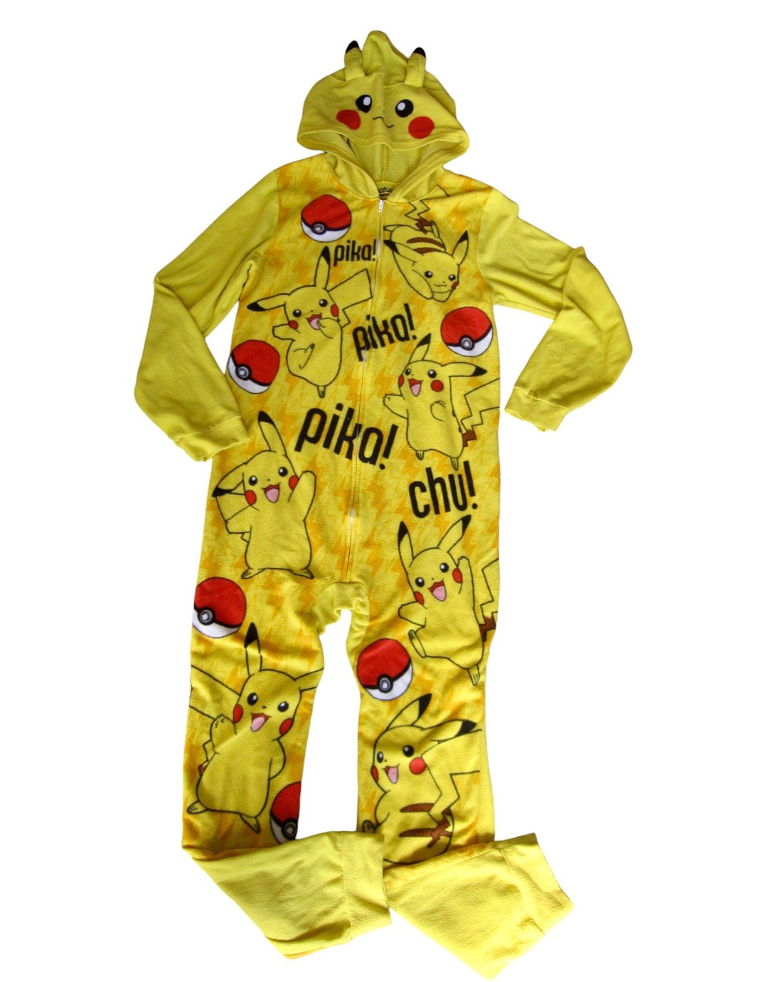 Pokemon Costume Yellow Pikachu Suit W Hood Youth Size 14 - 16 ...