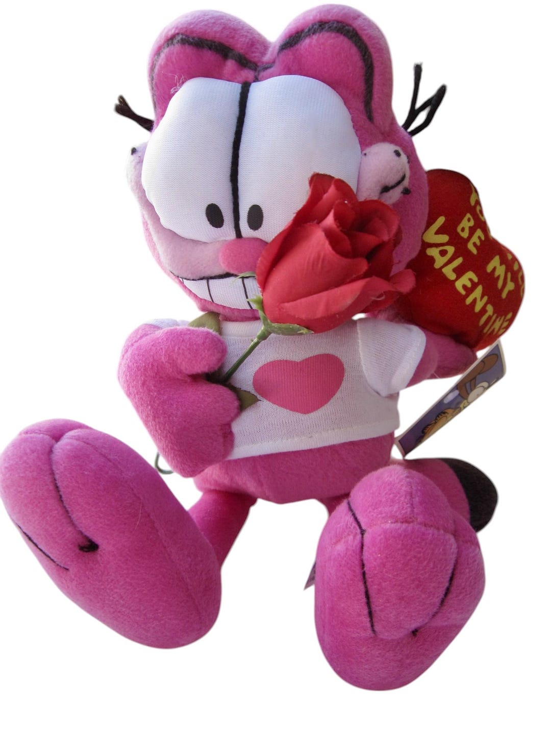 Vintage Garfield Plush Cat You WILL Be My Valentine Bright Pink Tiger ...