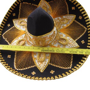 Vintage Mariachi Hat Sombrero Pigalle Black Gold 7X • Cinco De Mayo ...