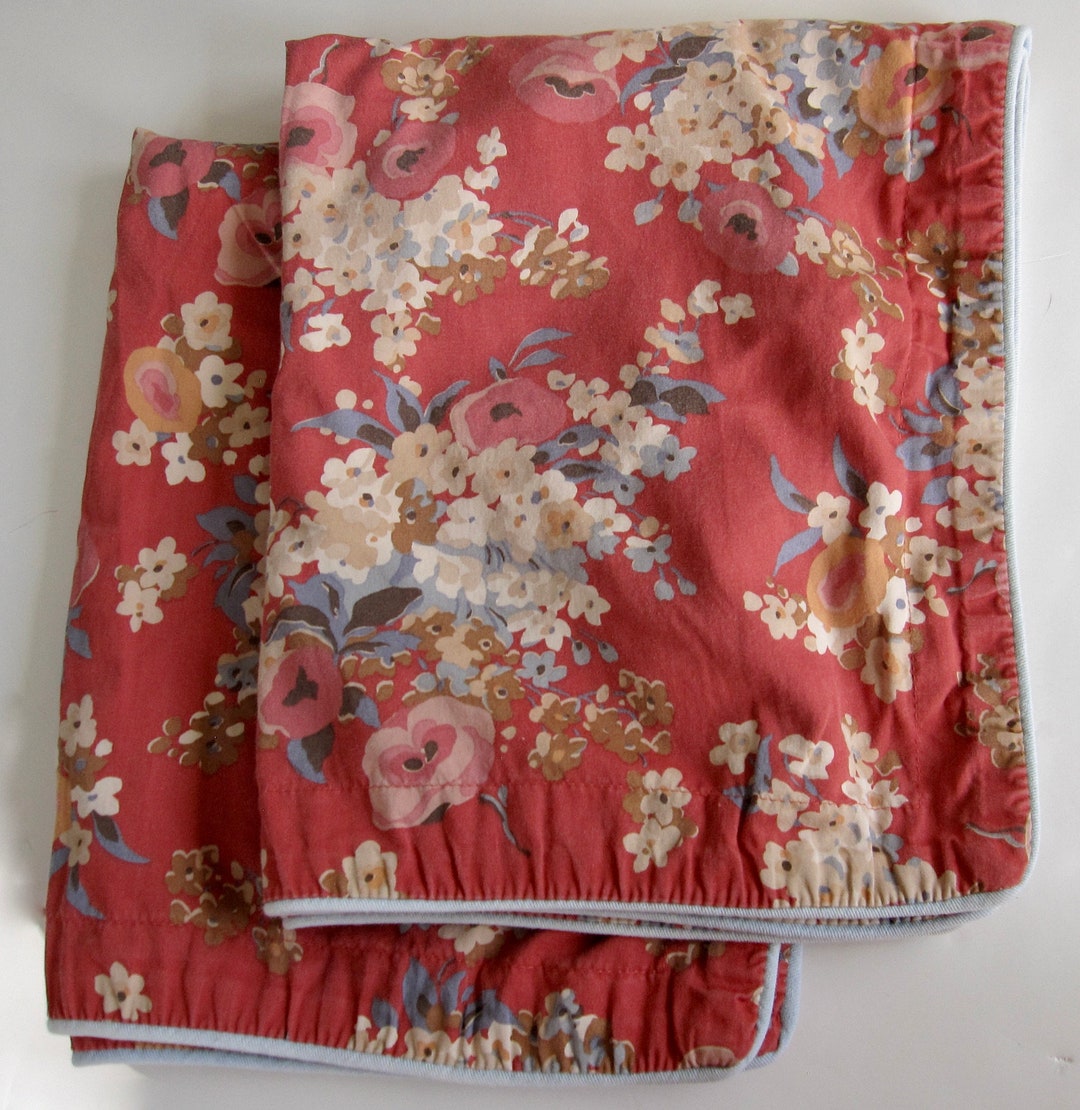 Vintage 1990s Ralph Lauren Madeline 2 Standard Size Shams Coral-red ...