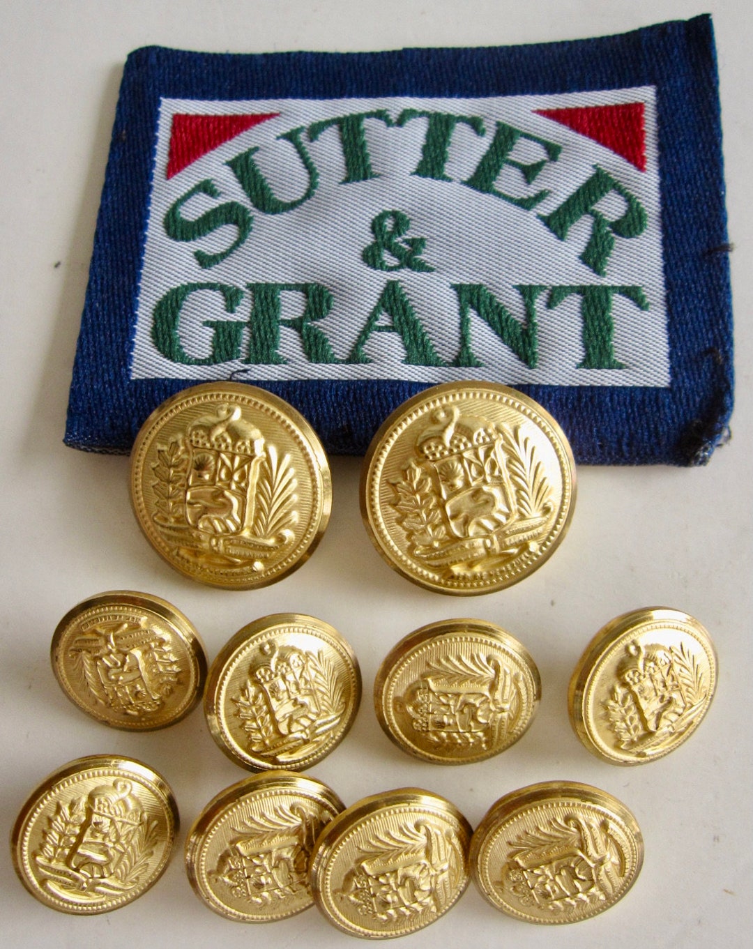 Sutter & Grant 10 Blazer Replacement Buttons Gold Tone Crest Shield • Made in the USA - Etsy