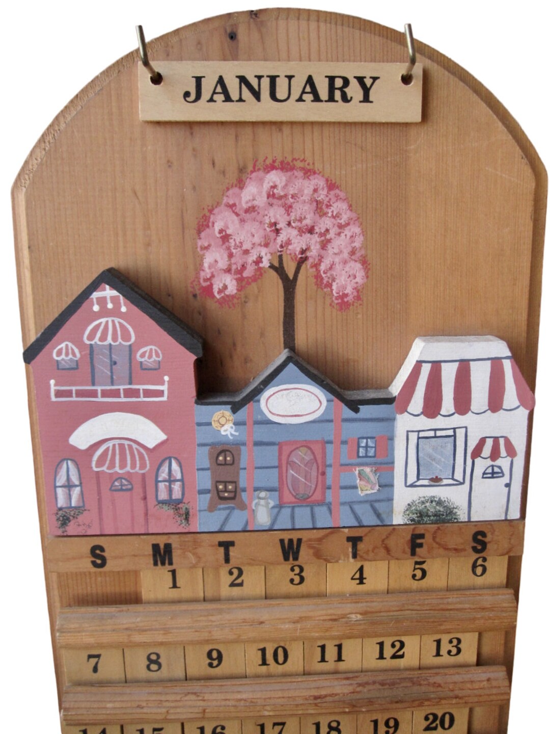 VTG Handmade Wood Perpetual Calendar Cardinals Folk Art Farmhouse ...