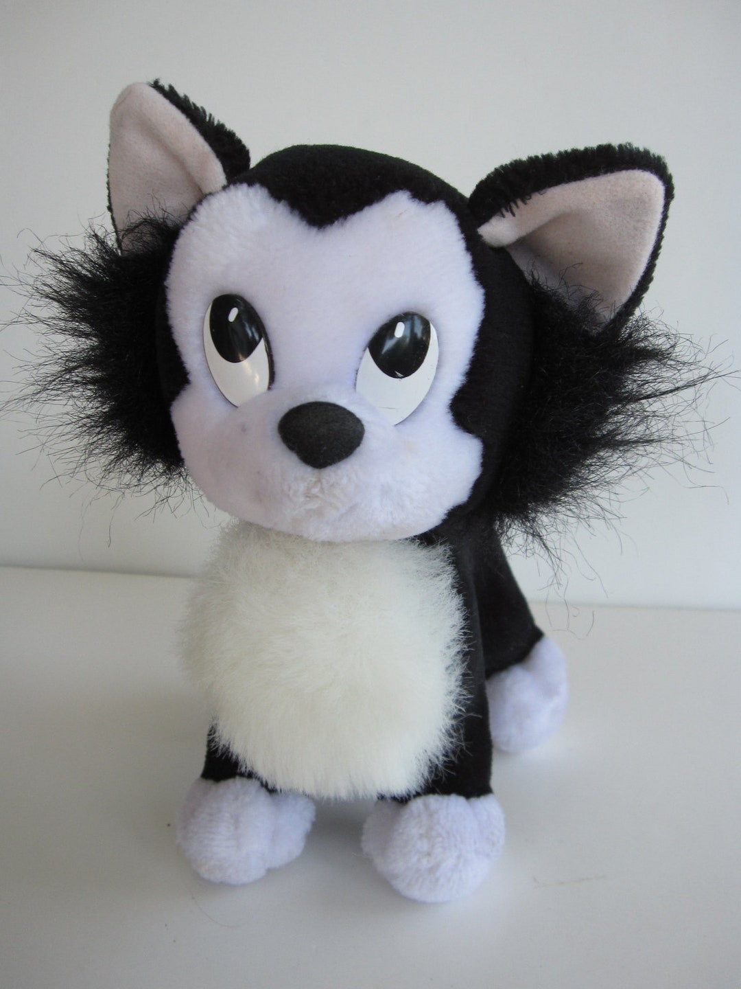 Vintage 90s Figaro Black White Cat Disney Pinocchio Soft Plush Kitty ...