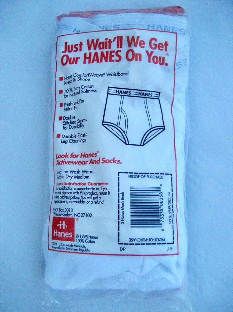 Vtg Hanes Tighty Whities 3 Pack Mens Briefs Sz 44 Nos 1995 Etsy