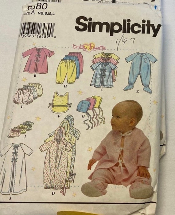 Baby LAYETTE NEWBORN Clothes Sewing PATTERN Simplicity 9380 | Etsy