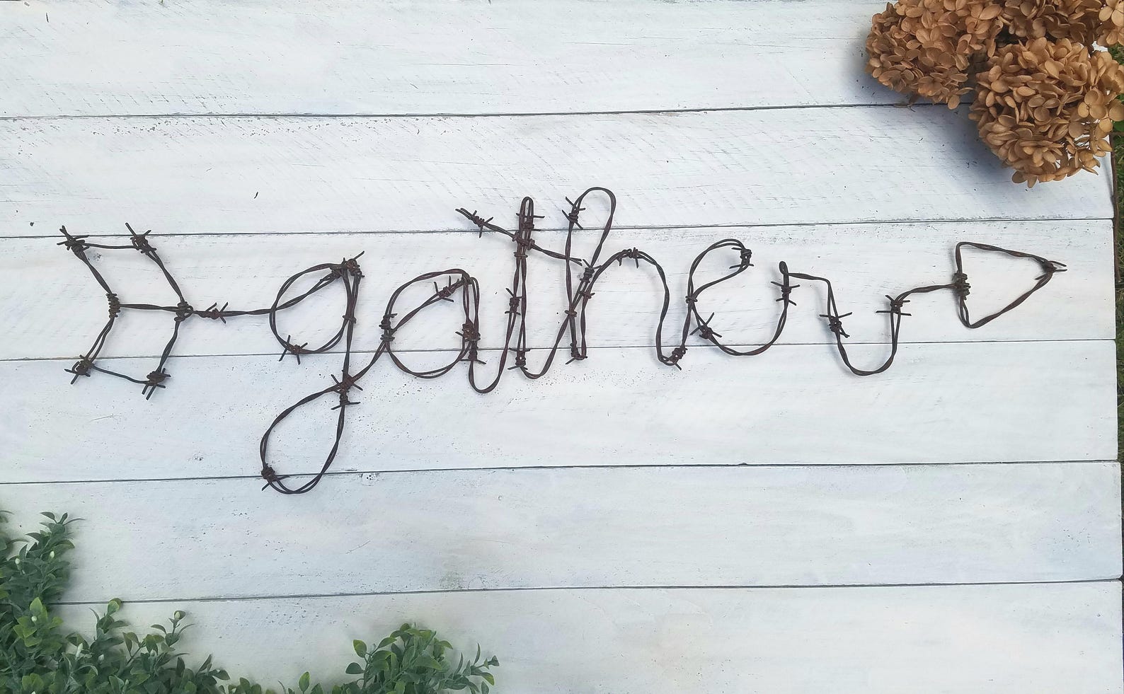 Barbed Wire Gather Sign Rustic Wall Sign Gather Sign | Etsy