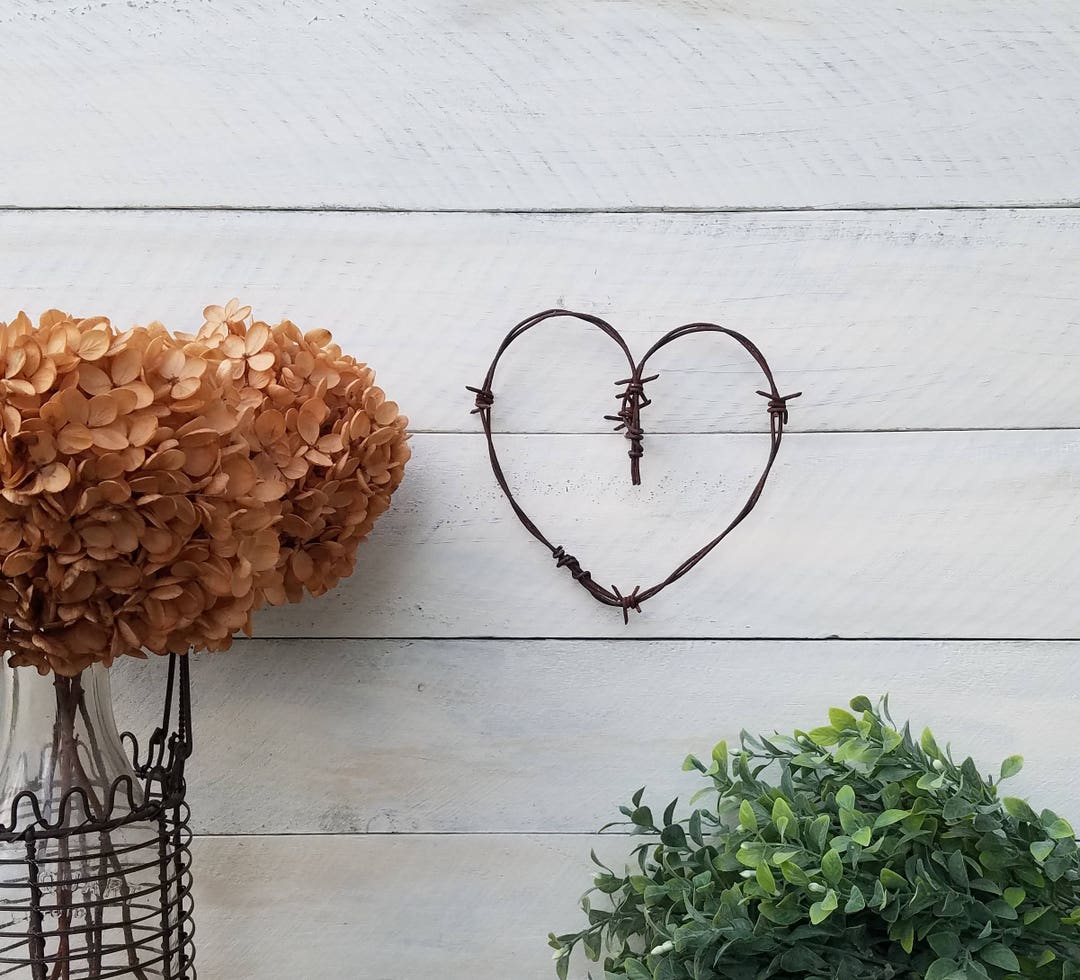 Barbed Wire Heart, Wedding Heart, Rustic Home Decor, Heart, Barbed Wire ...