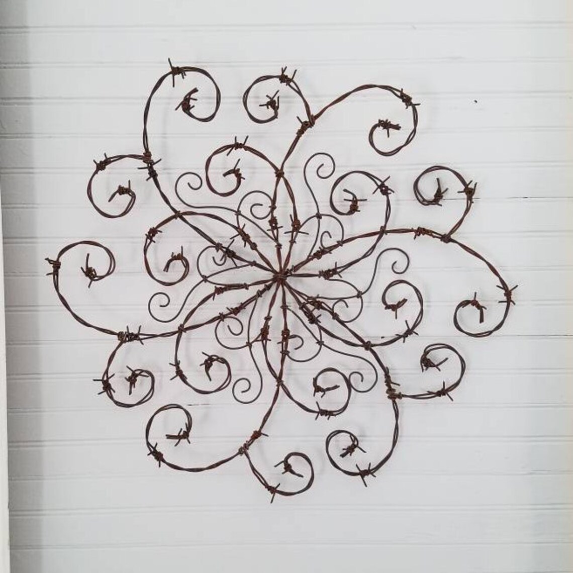 Barbed Wire Swirl; Wrought Iron Swirl; Barbed Wire Wall Decor; Rustic ...