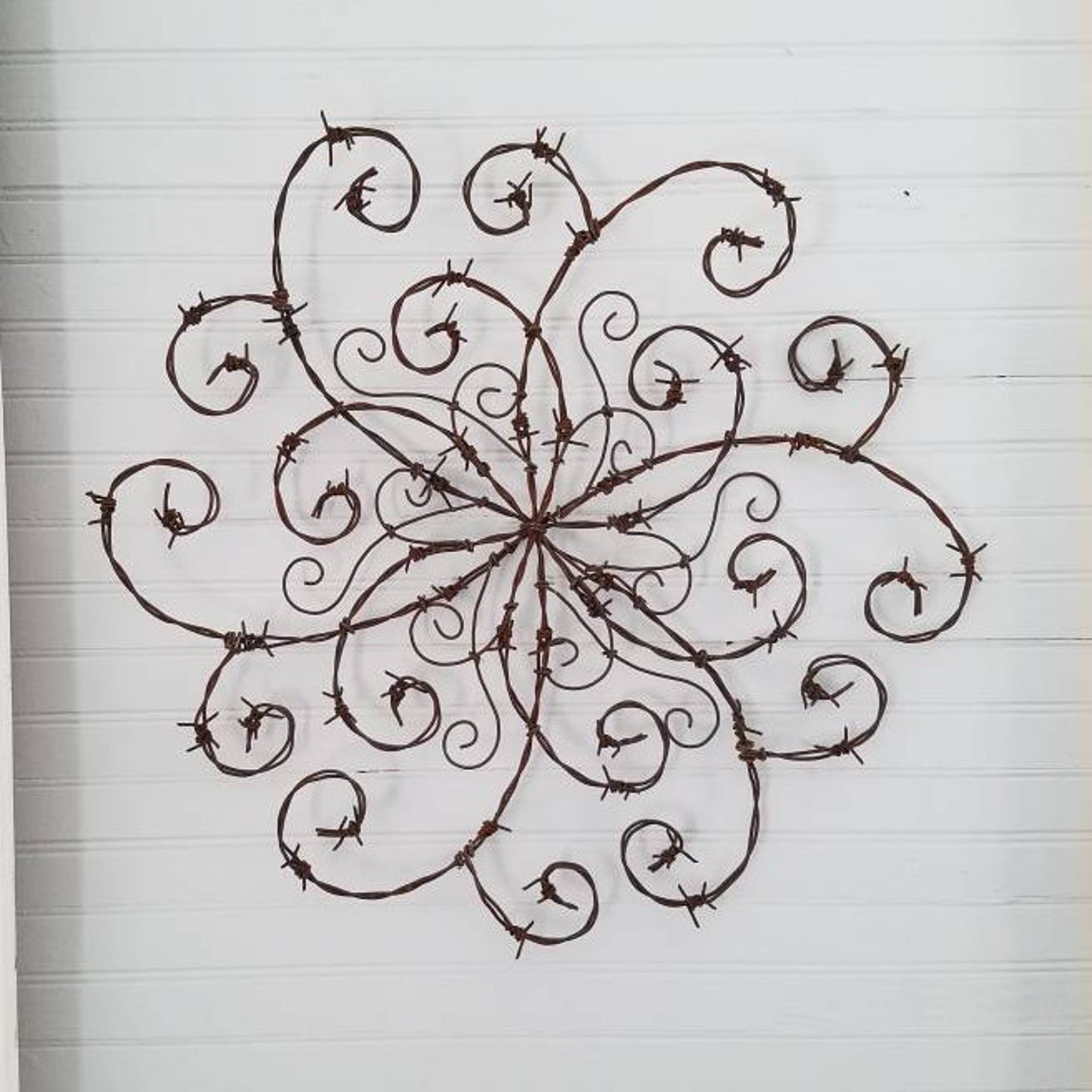 Barbed Wire Swirl; Wrought Iron Swirl; Barbed Wire Wall Decor; Rustic ...
