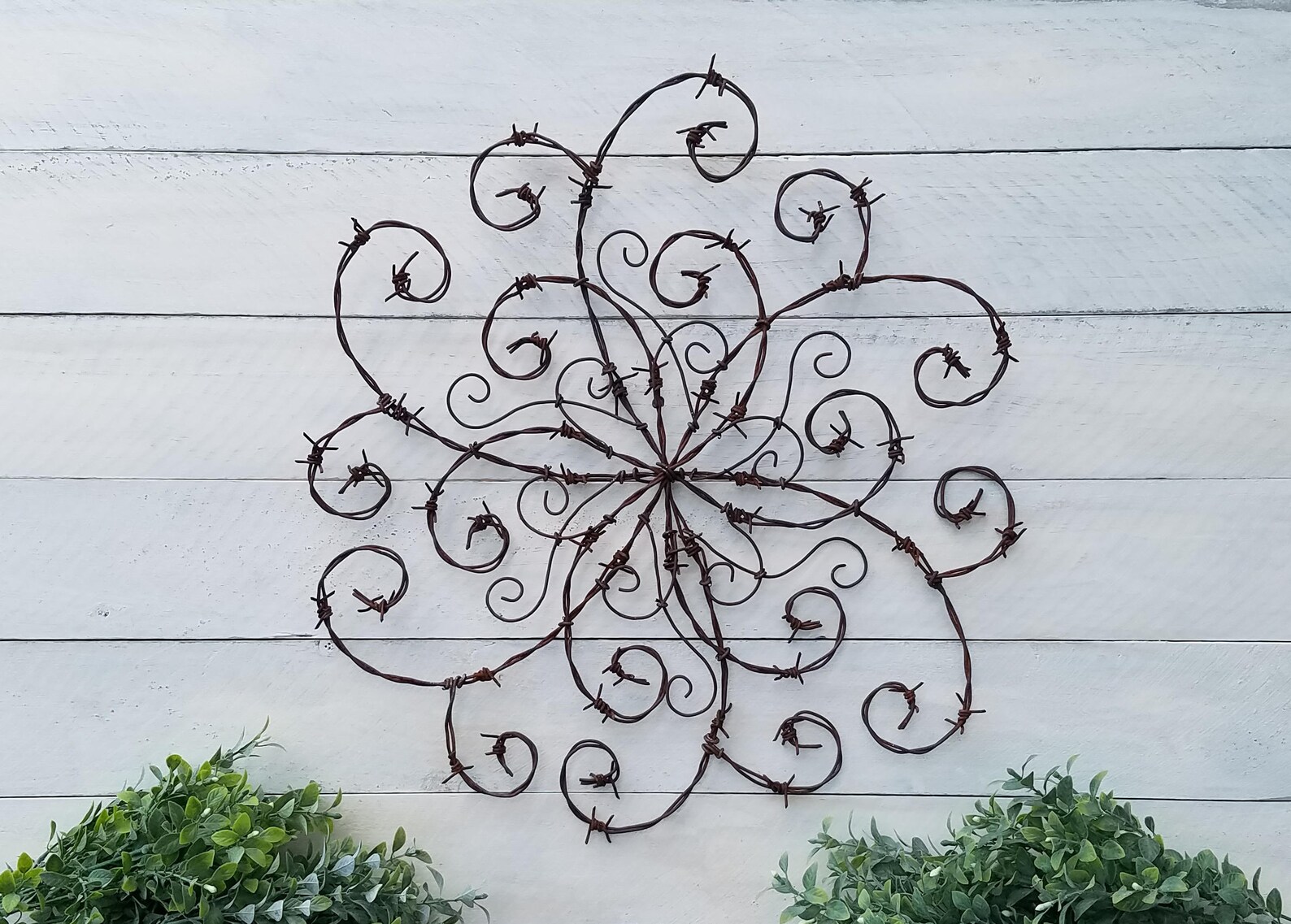 Barbed Wire Swirl; Wrought Iron Swirl; Barbed Wire Wall Decor; Rustic ...