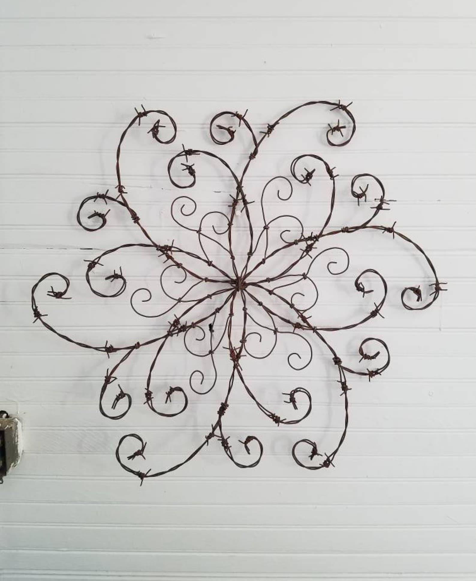 Barbed Wire Swirl; Wrought Iron Swirl; Barbed Wire Wall Decor; Rustic ...