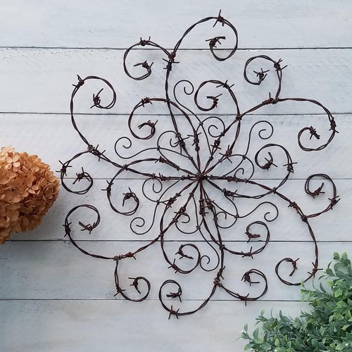 Barbed Wire Swirl Wrought Iron Swirl Barbed Wire Wall Decor - Etsy