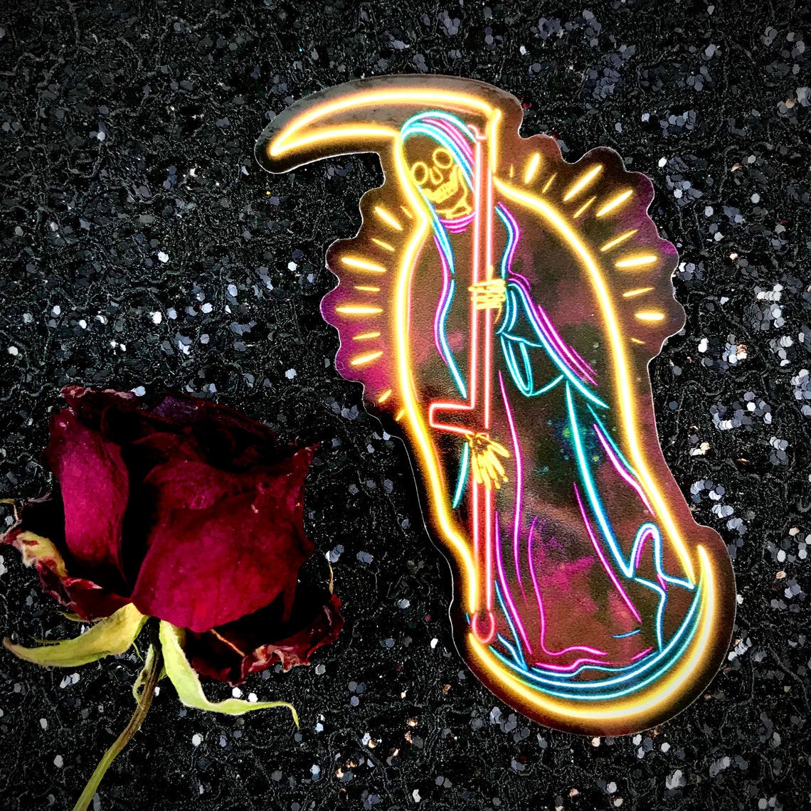 Santa Muerte Protection Sticker - Etsy