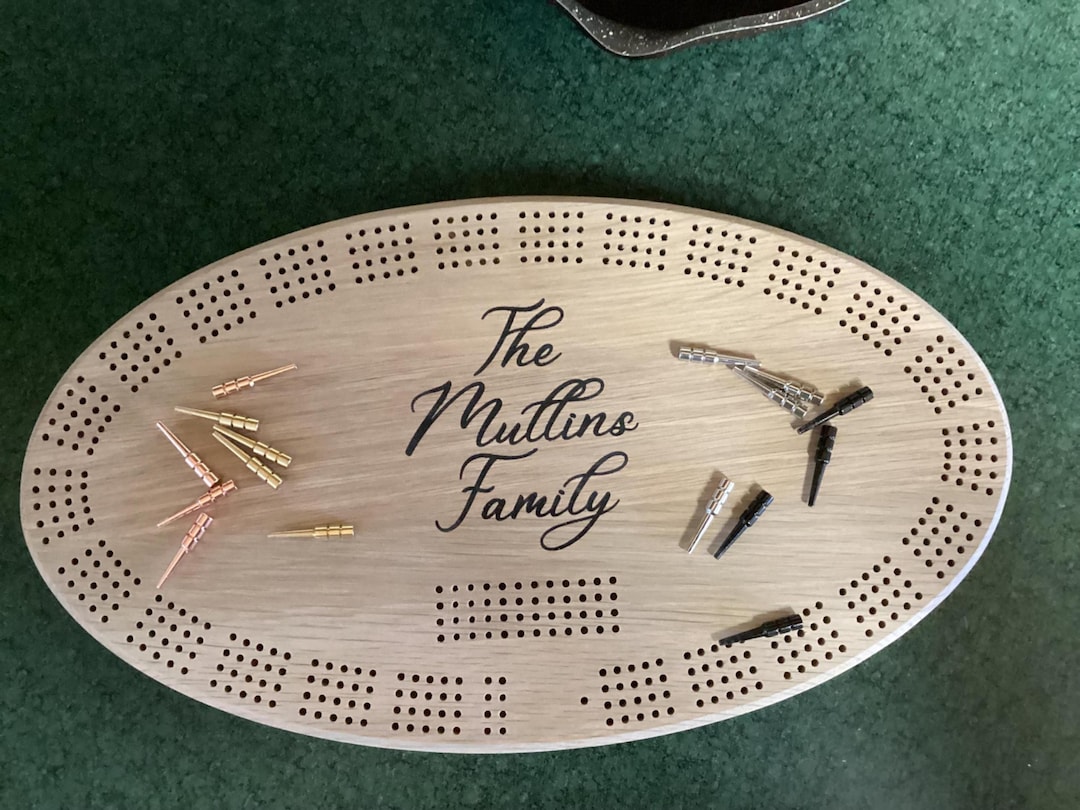 Handmade Oak 4 Player Cribbage Board- Customizable for Weddings ...