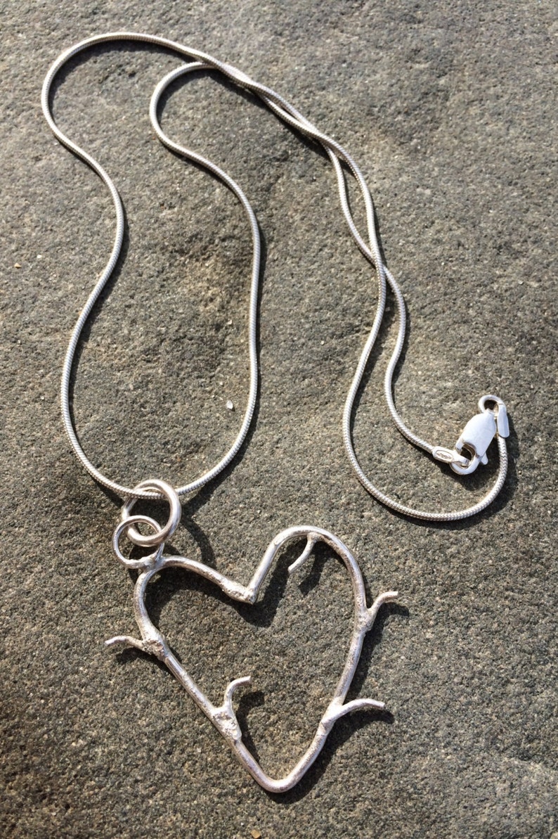Solid Silver Twig Heart Necklace bramble - Etsy UK