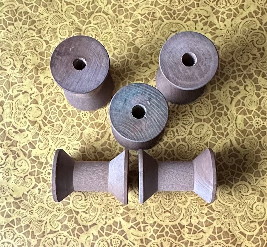 Antique Wooden Thread Bobbins, Walnut Stained Wood Bobbins/snippet ...