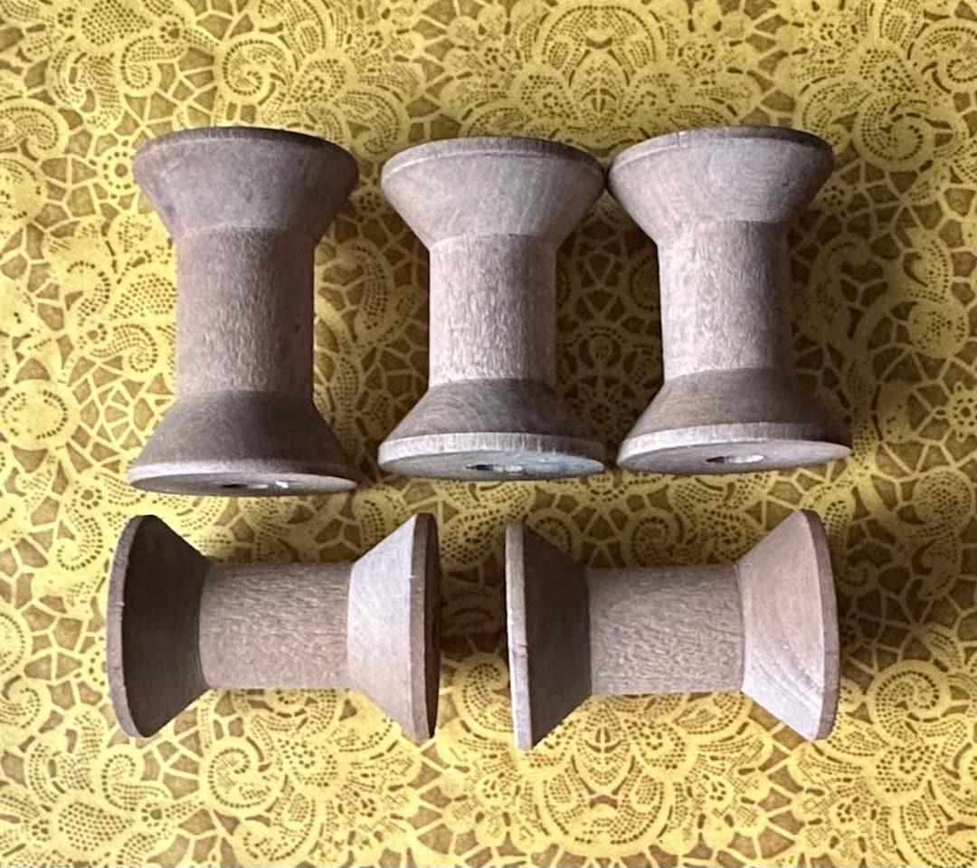 Antique Wooden Thread Bobbins, Walnut Stained Wood Bobbins/snippet ...