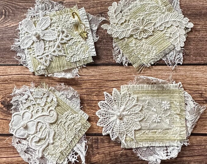 Vintage Lace Snippet Clusters With Faux Pearl Accents and Charms, Hand ...