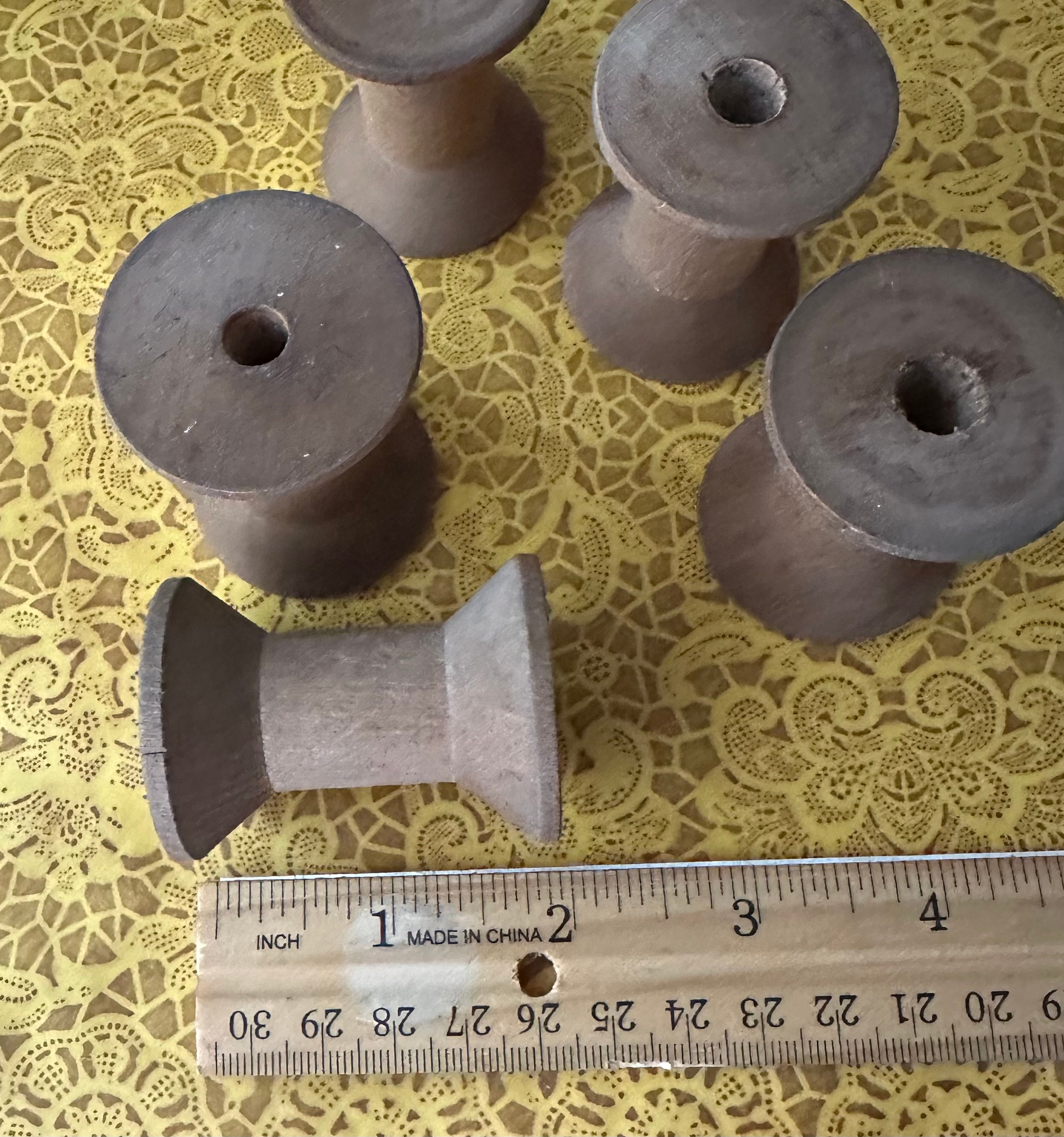 Antique Wooden Thread Bobbins, Walnut Stained Wood Bobbins/snippet ...