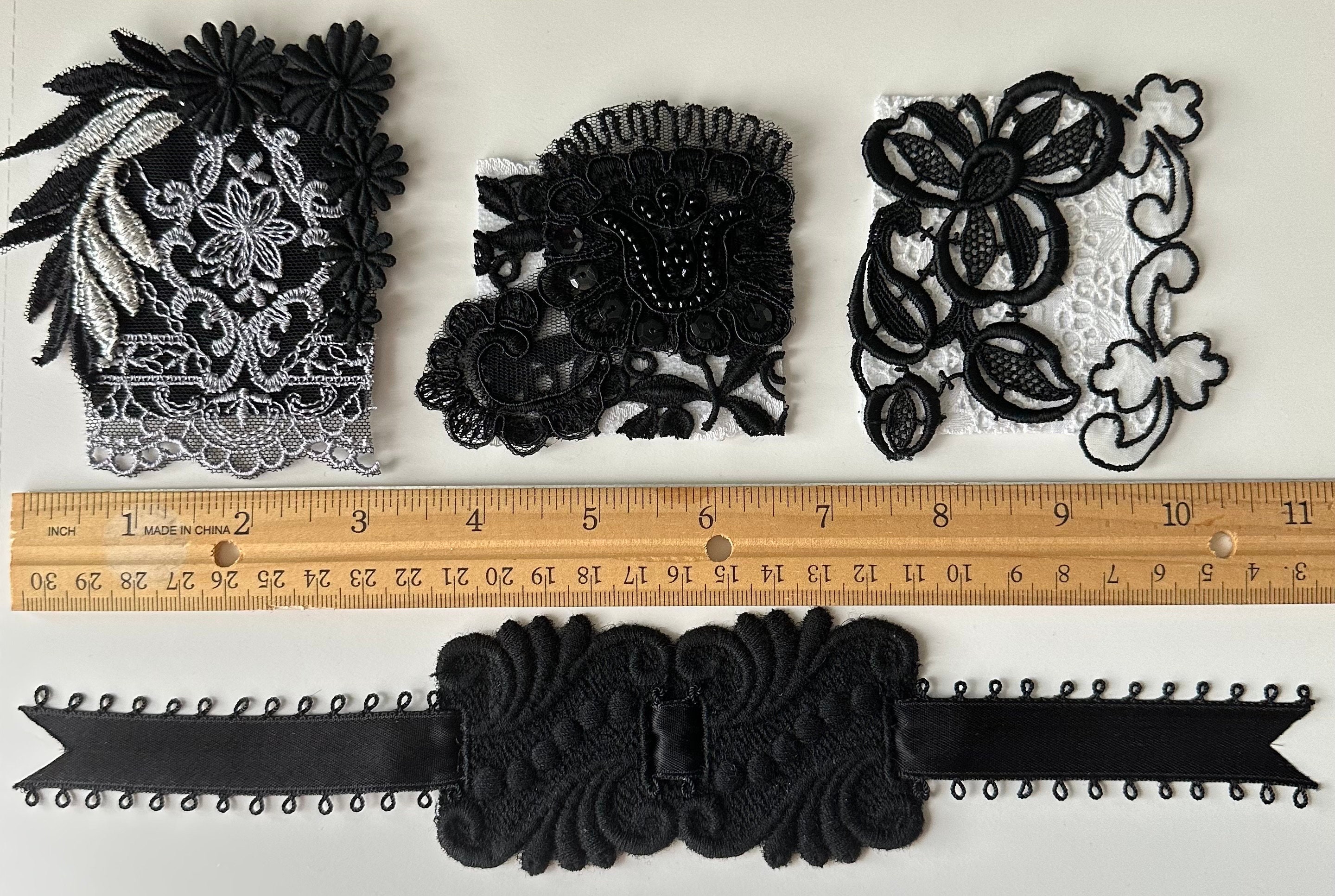 Black and White Lace Collage Clusters With Fabric Ribbon - Etsy