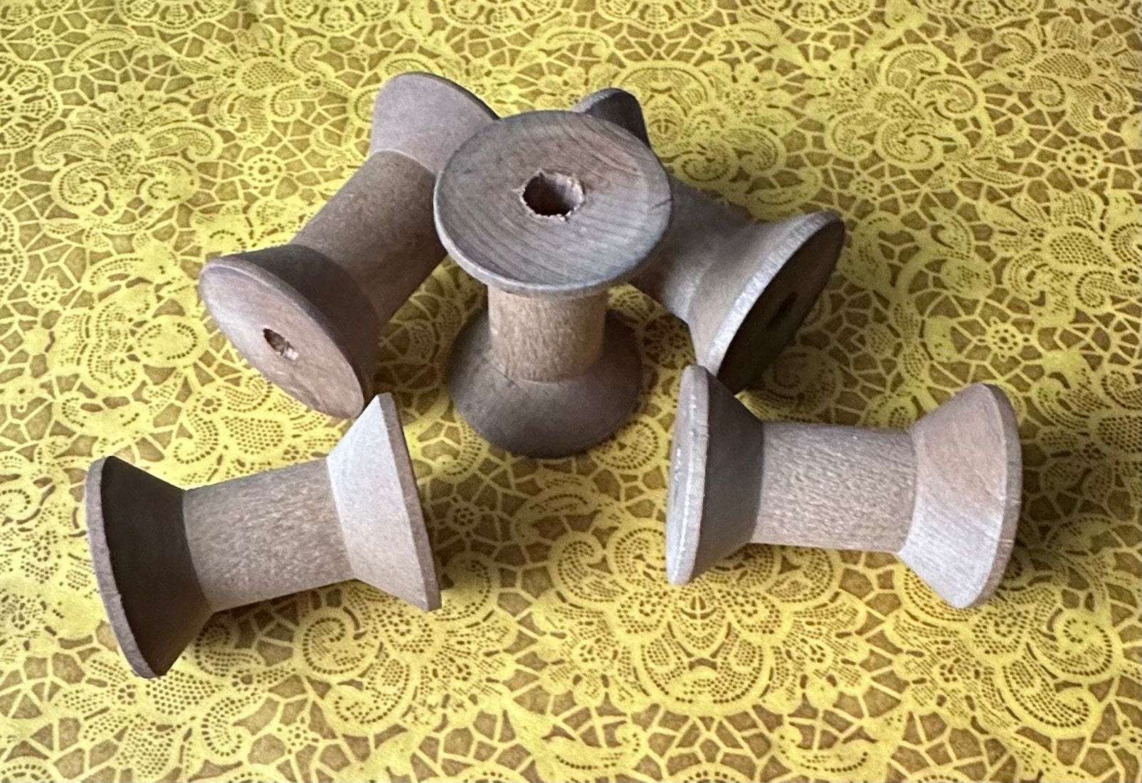 Antique Wooden Thread Bobbins, Walnut Stained Wood Bobbins/snippet ...