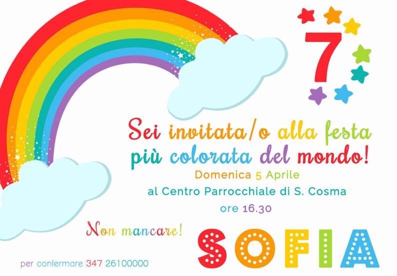 Rainbow Party Invitation Card - Etsy