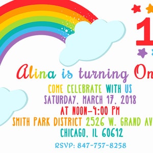 Rainbow Party Invitation Card - Etsy