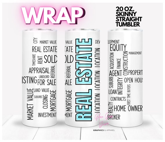REAL ESTATE Agent Realtor Word Cloud WRAP for Skinny 20 0z - Etsy