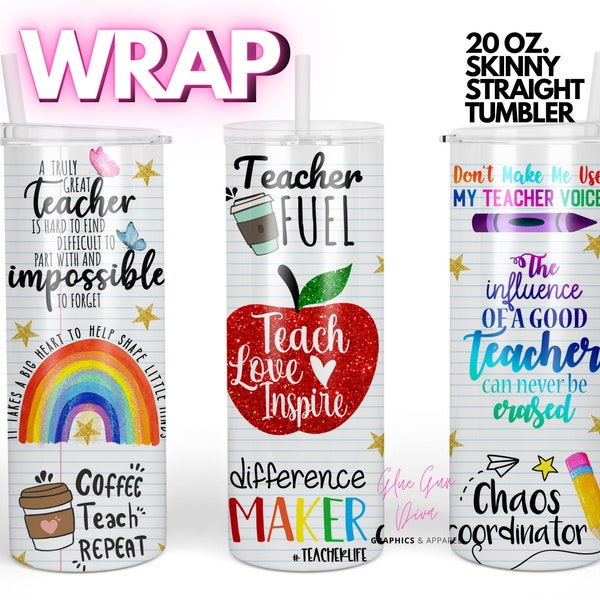 Teacher Appreciation 20 Oz Wrap Tumbler - Etsy