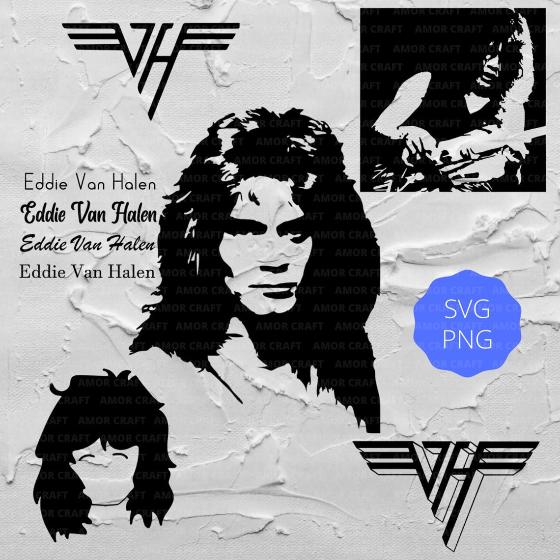 EDDIE VAN HALEN silhouette 80's band cutting file | Etsy