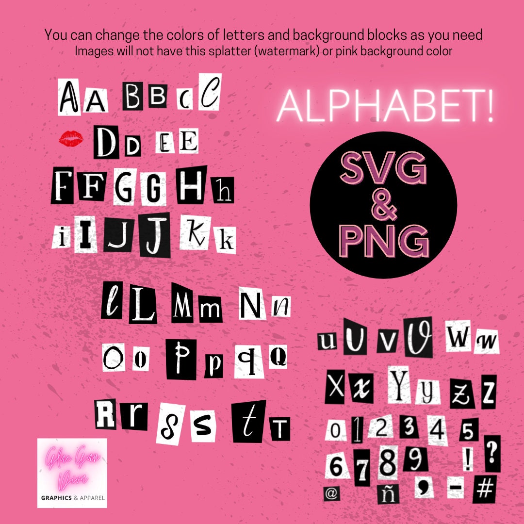 Alfabeto inspirado en BURN BOOK, letras, formas y signos de puntuación ...