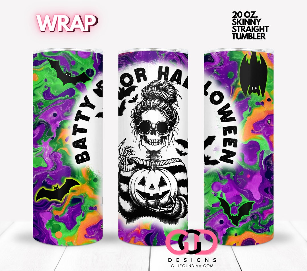 Batty for HALLOWEEN, Bats, Skull, Messy Bun, Bats, Colorful Halloween ...