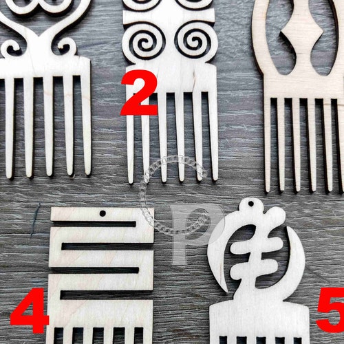 10 Plain Wooden Afro Pick Natural Hair Adinkra Pick Jewelry - Etsy
