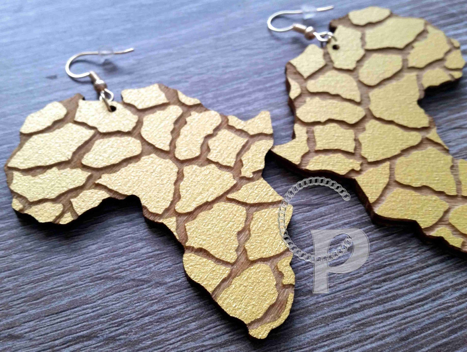 Africa Wooden Earrings With Animal Print African Map Engraved | Etsy