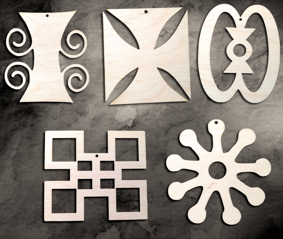 10 Unfinished Wooden Adinkra Symbols Fofo, Shapes for Jewelry Earrings ...