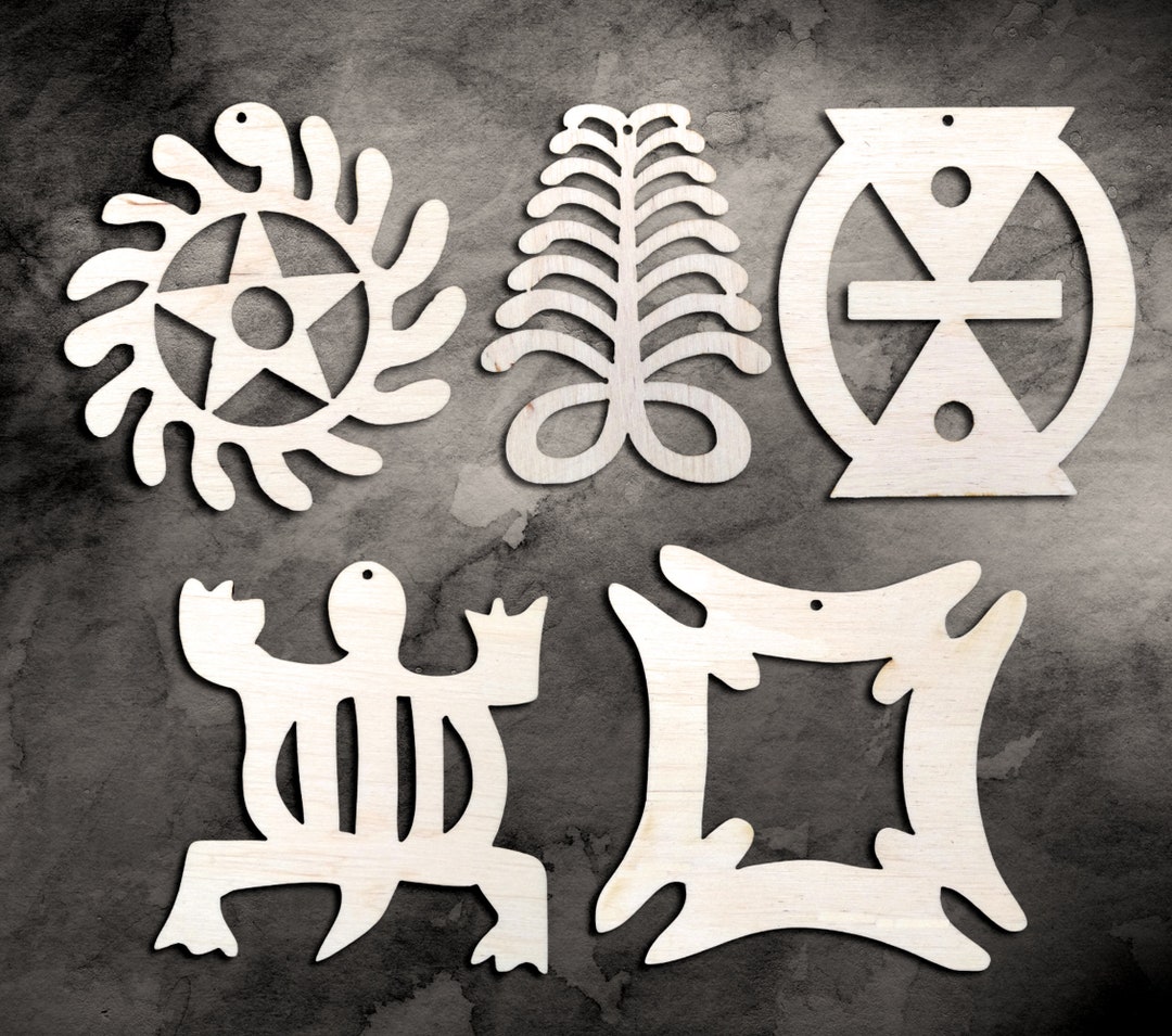 10 X Wooden Adinkra Symbols Wood Shapes for Jewelry Earrings Making ...