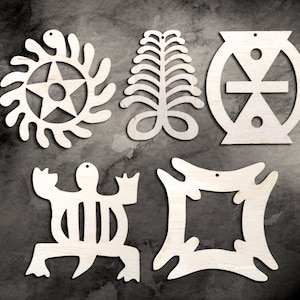 10 X Wooden Adinkra Symbols Wood Shapes for Jewelry Earrings Making ...