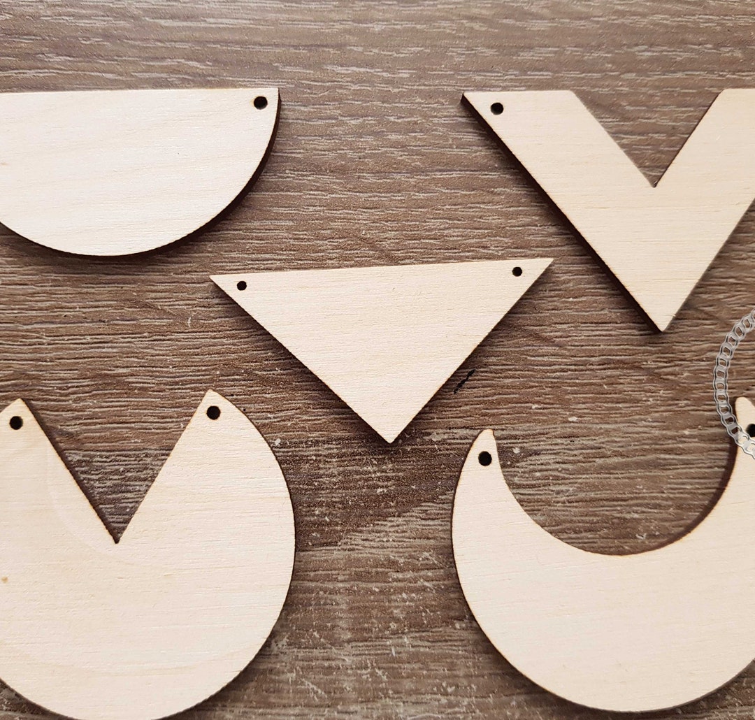 10 X Plain Birch Wooden Shapes for Jewelry Earrings Making Semi Circle ...