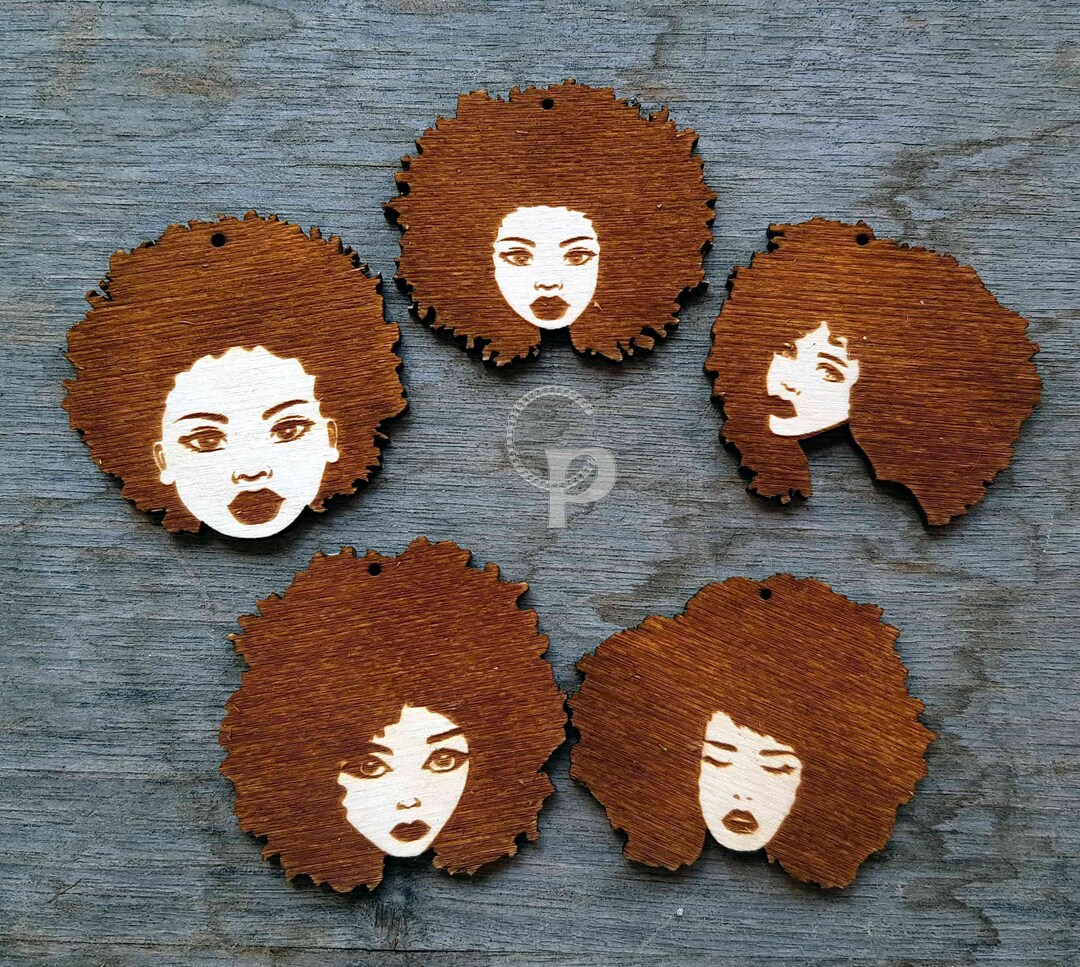 10 Wooden Shapes Plain African Hair Afro Puffs Shapes Jewelry Earrings ...