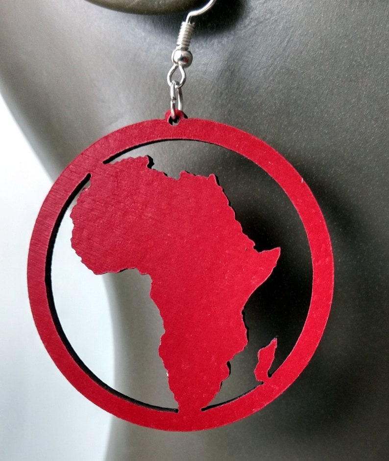 3 Pairs of Earrings Wooden Africa Map Hoop in a Choice of - Etsy
