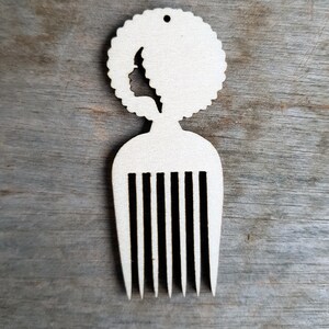 10 Wooden Afro Pick Natural Hair Girl Shapes Jewelry Earrings Making ...