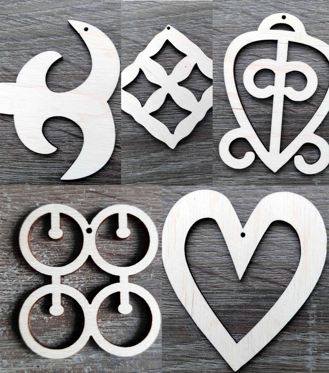 10 Wooden Adinkra Blank Shapes for Jewelry Diy Earrings Making - Etsy