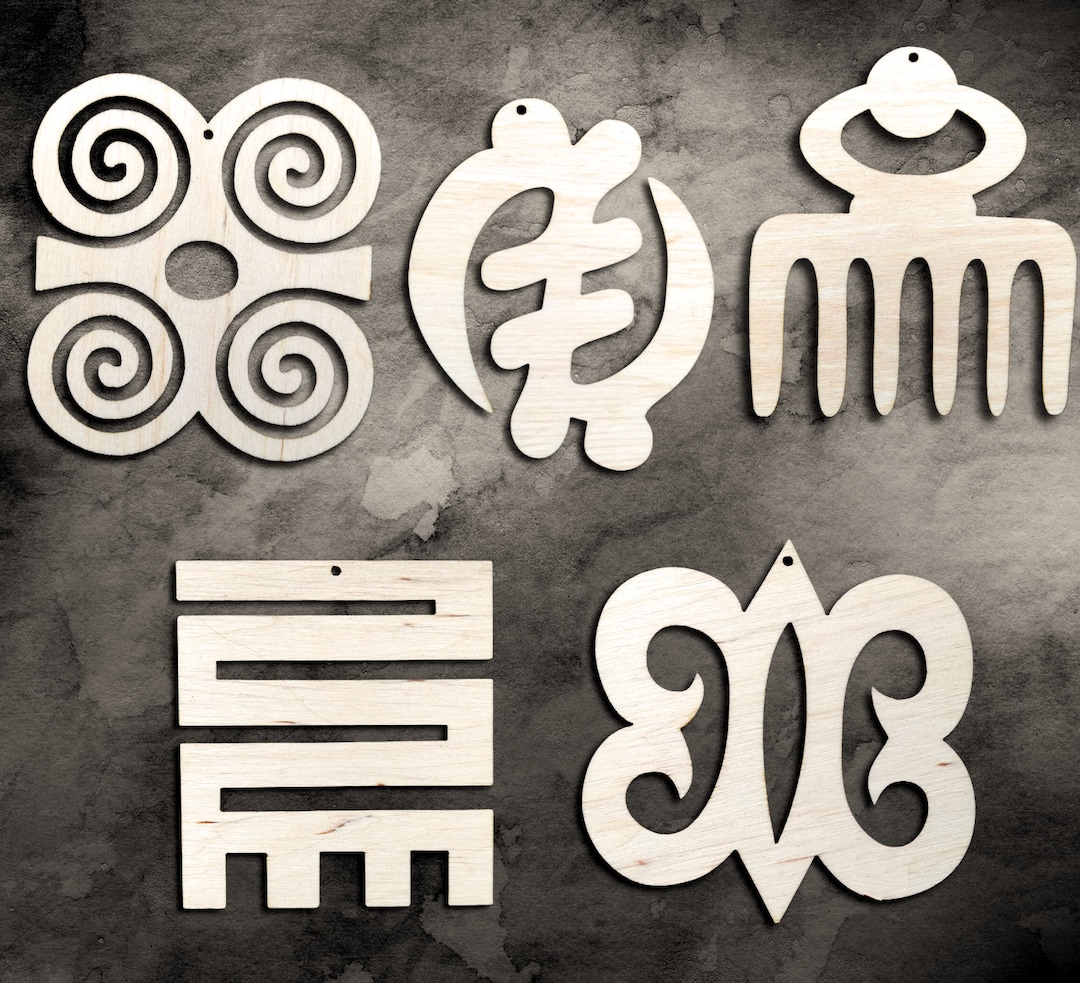 10 Unfinished Wooden Adinkra Symbols Duafe Gyenyame Shapes for Jewelry ...