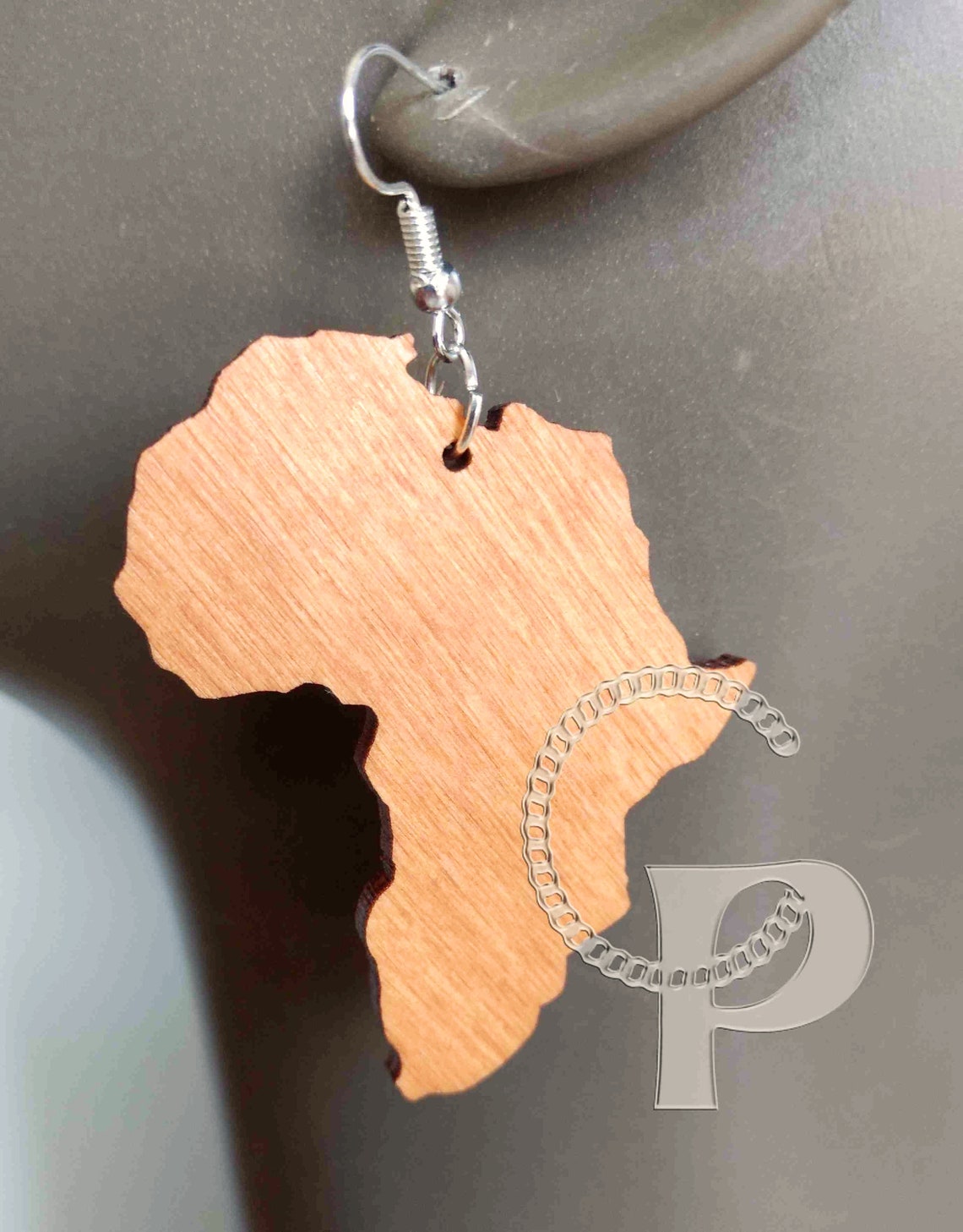 3 Pairs of African Earrings Wooden Africa Map in a Choice of Sizes 27 ...