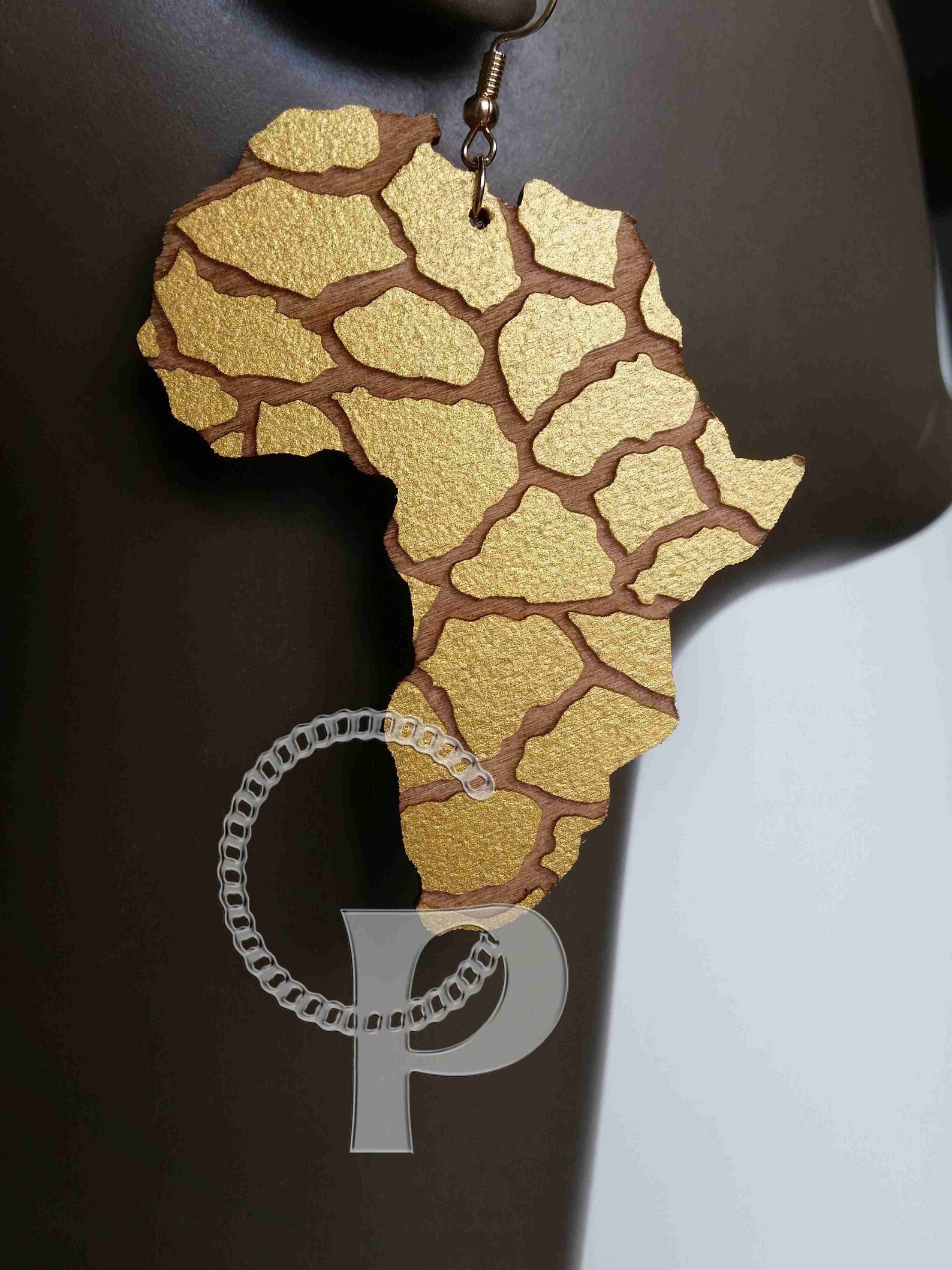 Africa Wooden Earrings With Animal Print African Map Engraved | Etsy