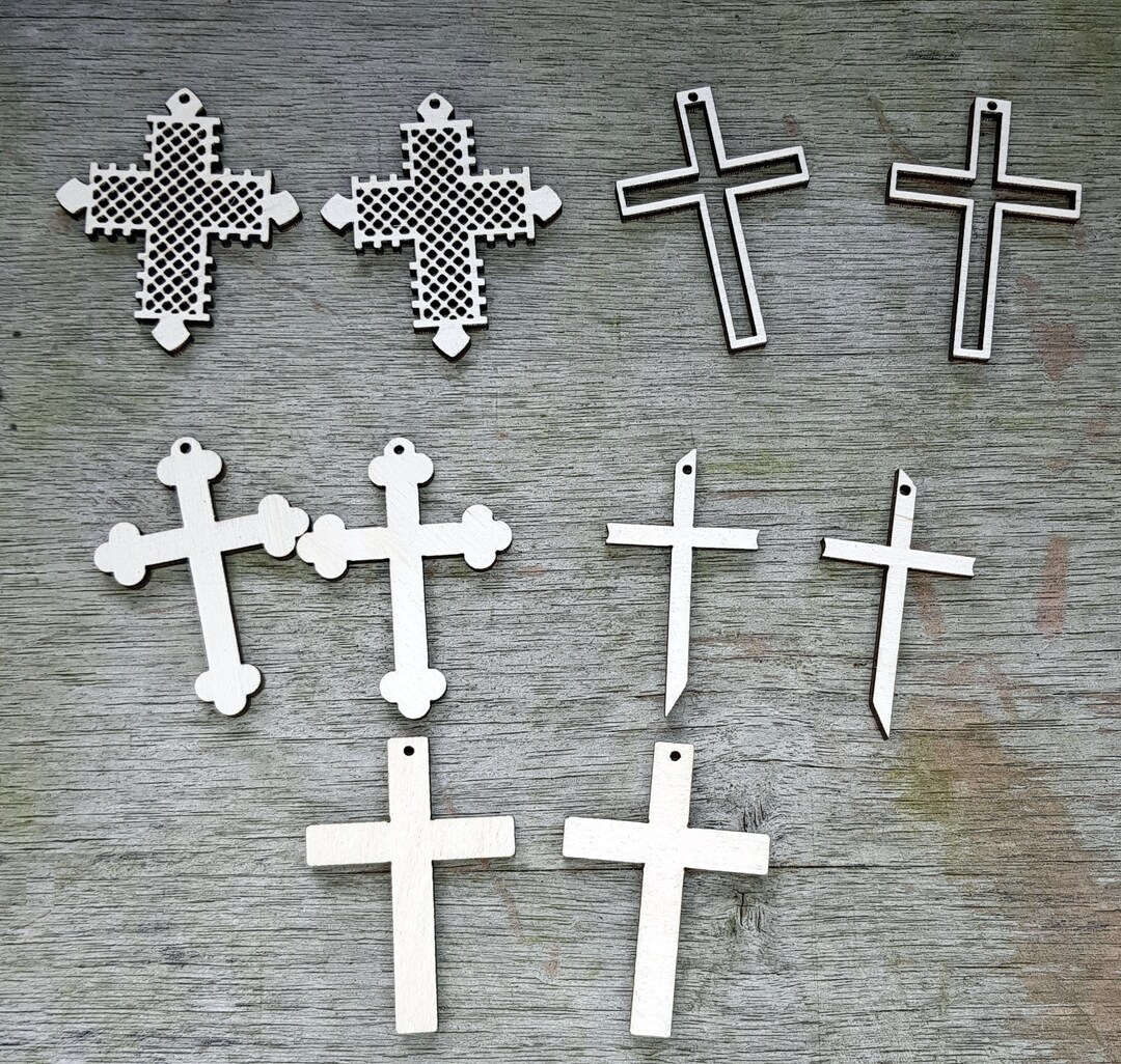 Unfinished Wood Shapes X 10 Cross Shapes for Jewelry Making Geometric ...